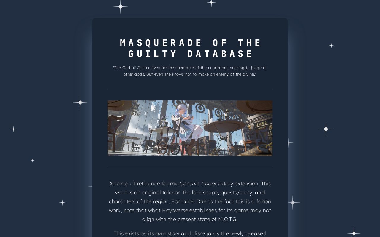 masquerade of the guilty database